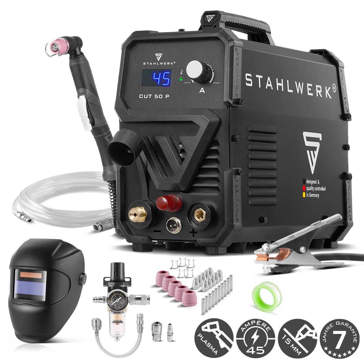 Plasmaschneider STAHLWERK CUT 50 ST IGBT Profi-Set 14 mm Schneidleistu