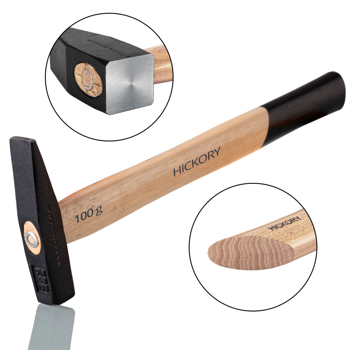 STAHLWERK hammer locksmith hammer 100g robust steel head, hickory wood ...