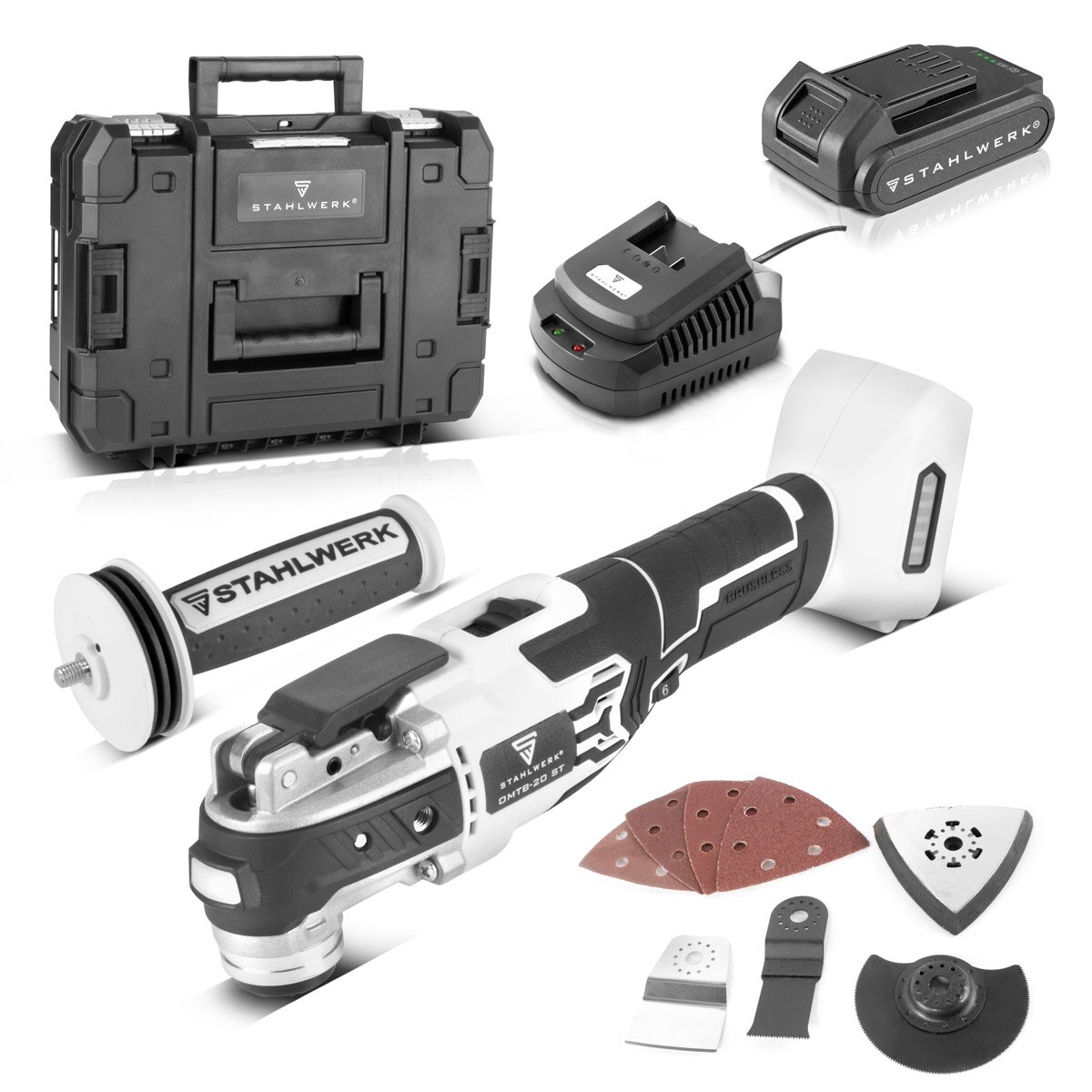 STAHLWERK Akku Multifunktionswerkzeug 900 W Brushless Deltaschleifer M ...