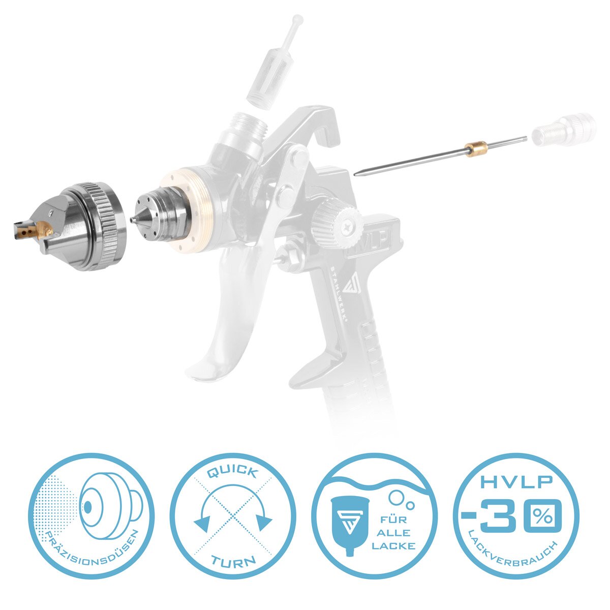STAHLWERK Pistolet à peinture HVLP 1,4mm Buse 600ml Pistolet à peintur, 32,39