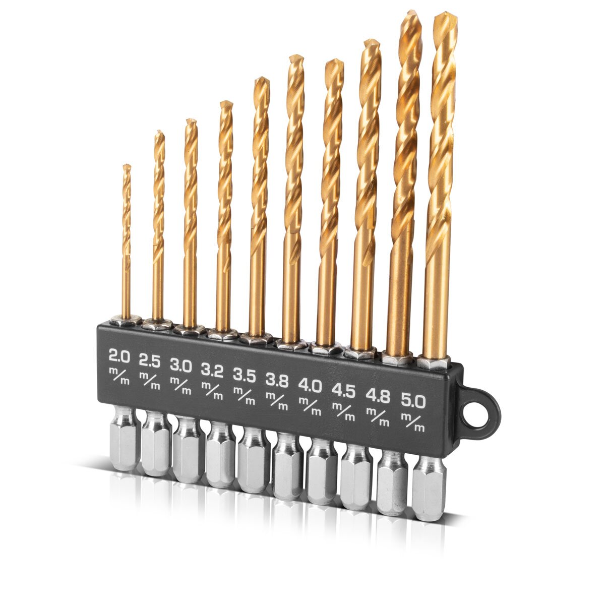 STAHLWERK Spiralbohrer 10er Set 2-5 mm Sechskant Schaft Metallbohrer H