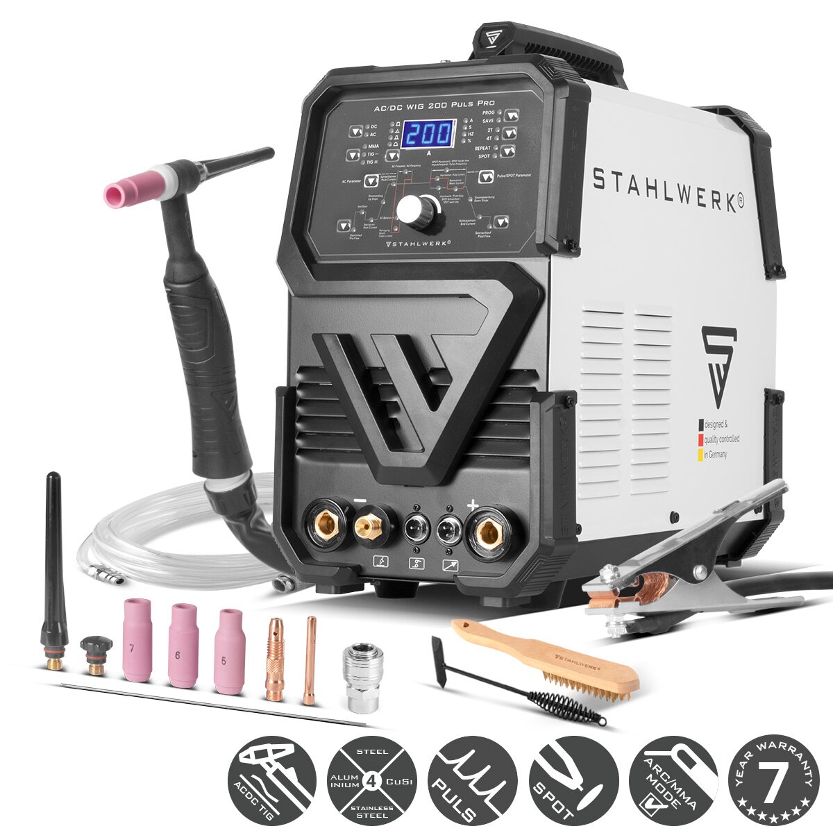 STAHLWERK AC/DC TIG 200 Pulse Pro Digital IGBT Combination Welder Inve ...