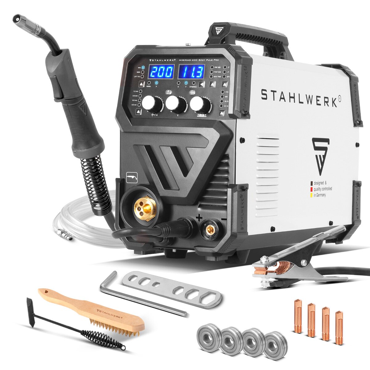 STAHLWERK welding machine MIG MAG 200 Spot Puls Pro full synergic 5 in ...