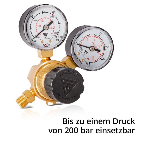 STAHLWERK Mini Druckminderer Druckregler 200 bar für Argon CO2 Mix 18 ...