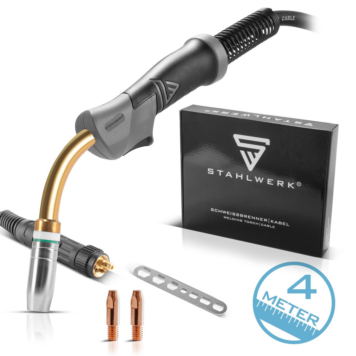 STAHLWERK AK25 MB25 welding torch 4 m hose package for MIG MAG welding ...