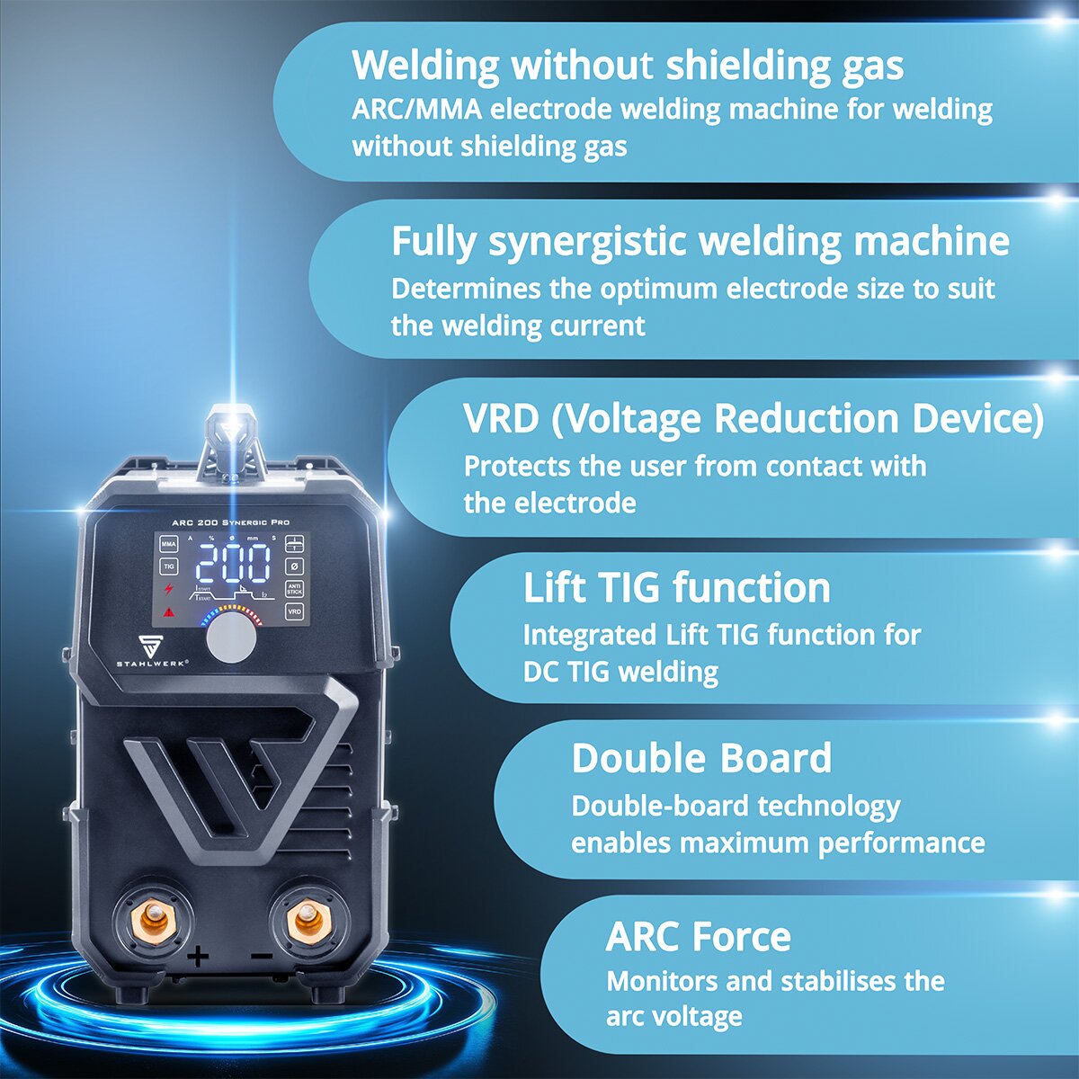 STAHLWERK ARC 200 Synergic Pro Vollausstattung vollsynergischer MMA E-