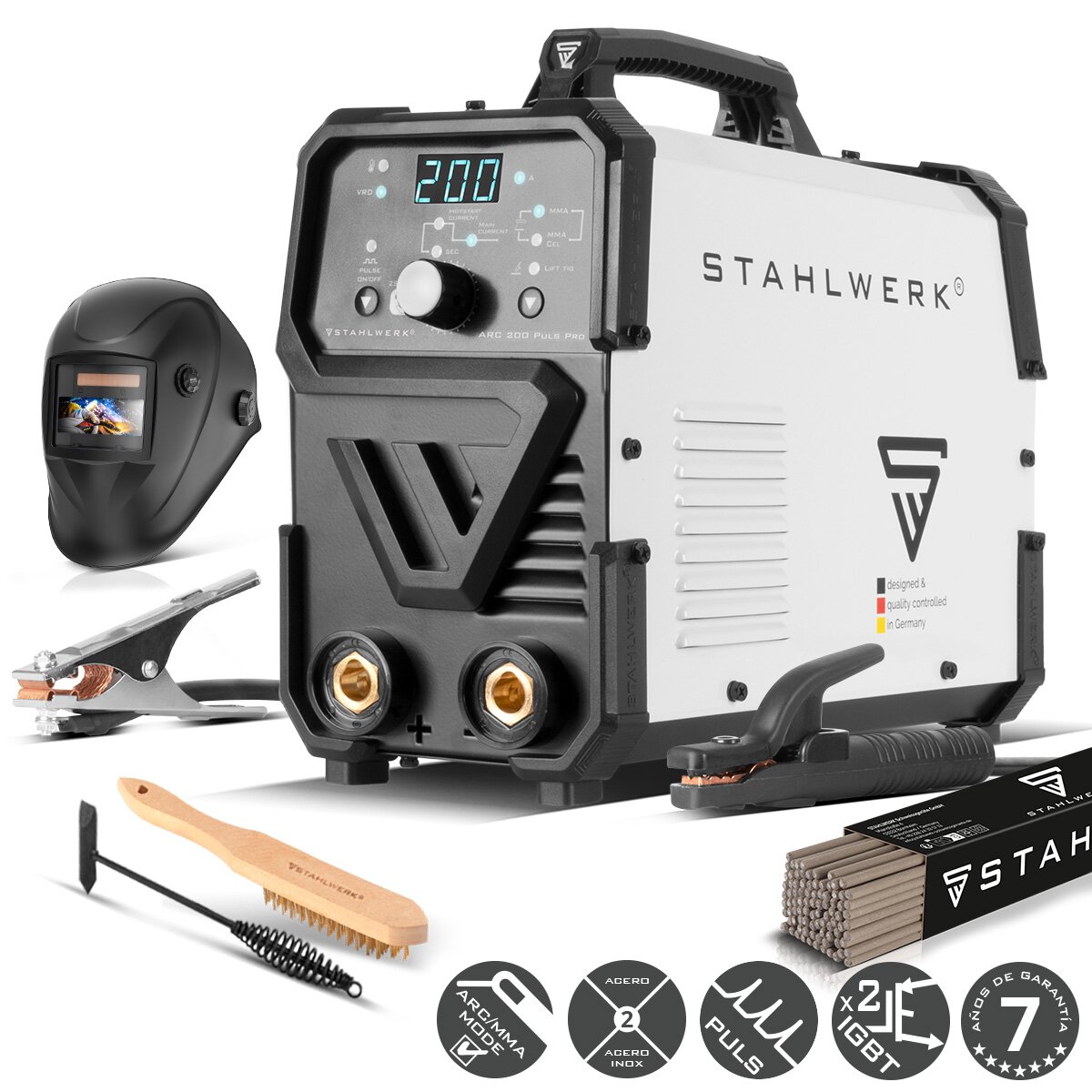STAHLWERK ARC 200 Pulse Pro full equipment welding machine MMA E Hand ...