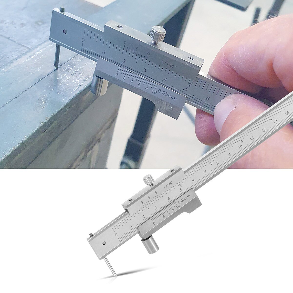 STAHLWERK Anreiß Messschieber Messlehre Schieblehre 0-200 mm DIN 862 m ...