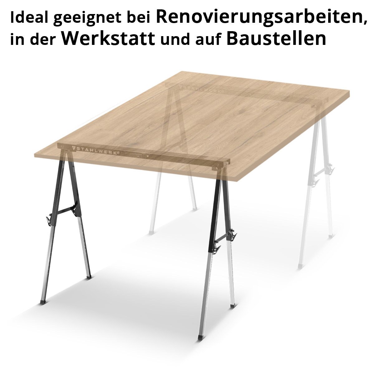 STAHLWERK Sägebock 150 kg höhenverstellbar 645 - 910 mm Arbeitsbock Kl ...