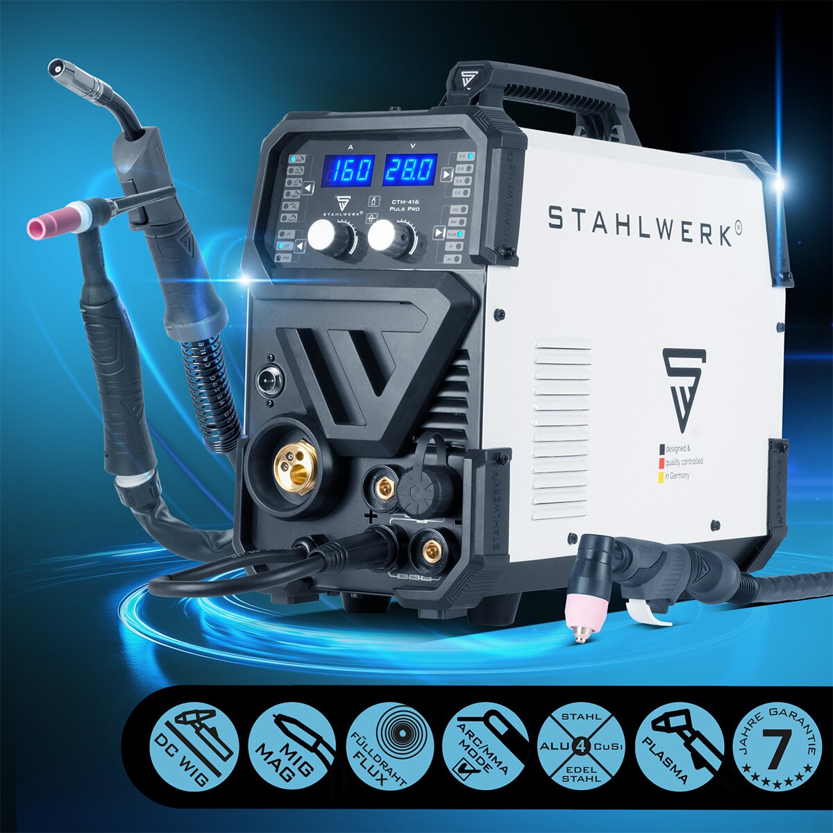 STAHLWERK CTM-416 PULS 6-in-1 160 A CUT TIG MIG MAG MMA FLUX combinati ...