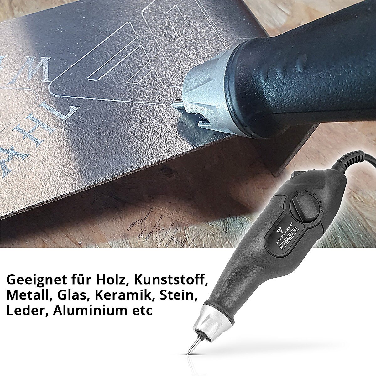 STAHLWERK elektrisk graveringsmaskine 24 W graveringspen graveringsmas ...