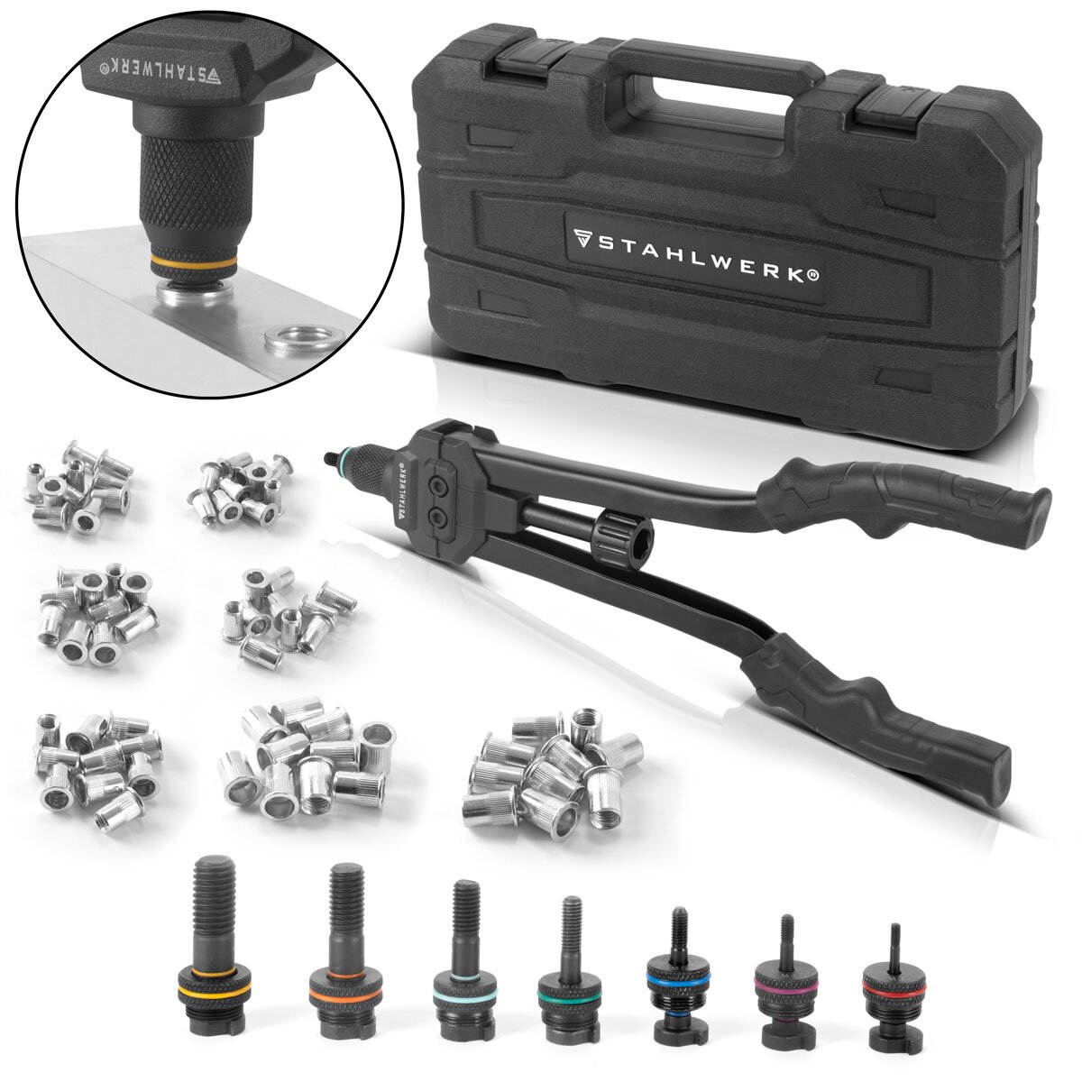 STAHLWERK Nietmuttern Set 500-teilig Gewindenieten Niethülsen Gewinded ...