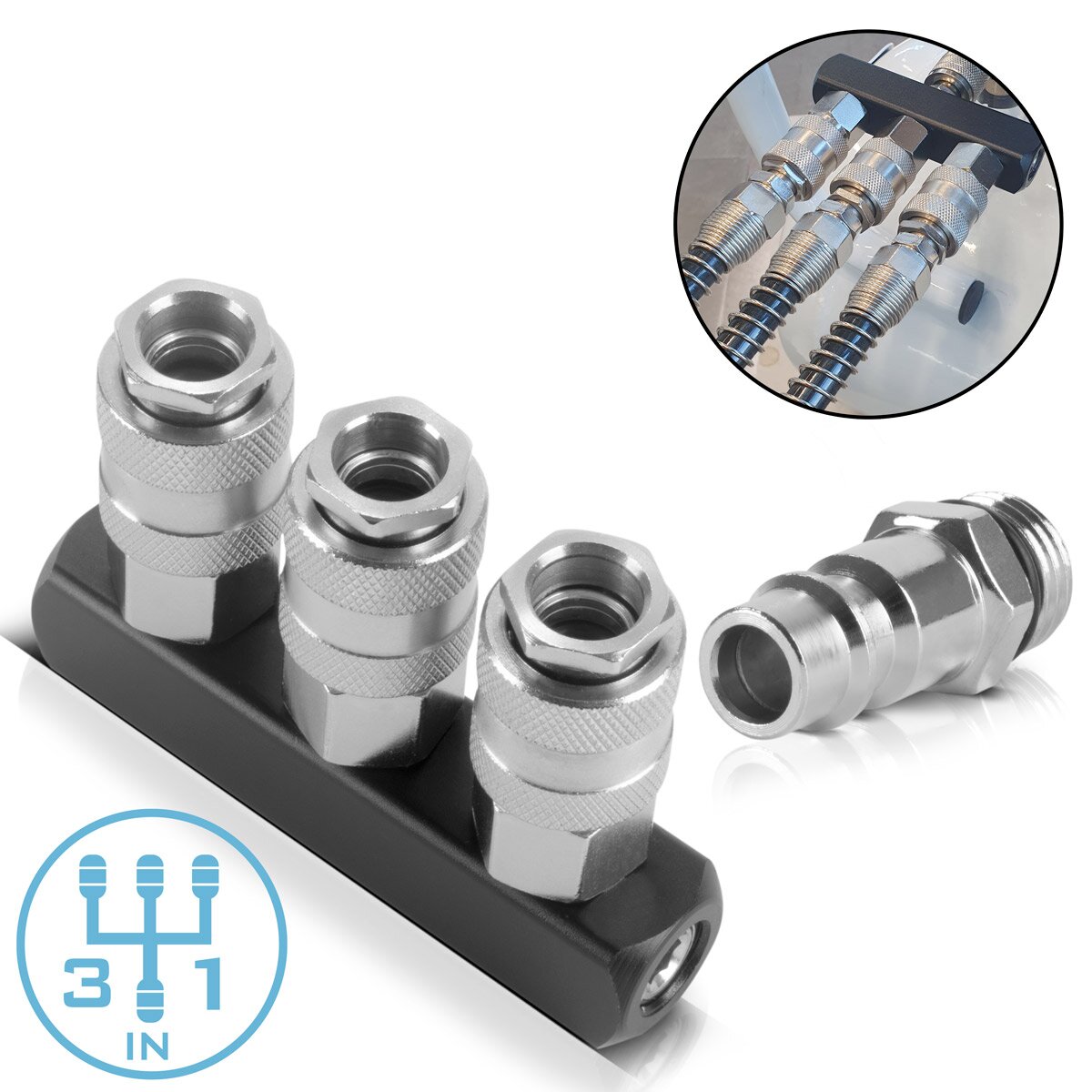 STAHLWERK 2-fold compressed air distributor 2 way pneumatic distributo ...