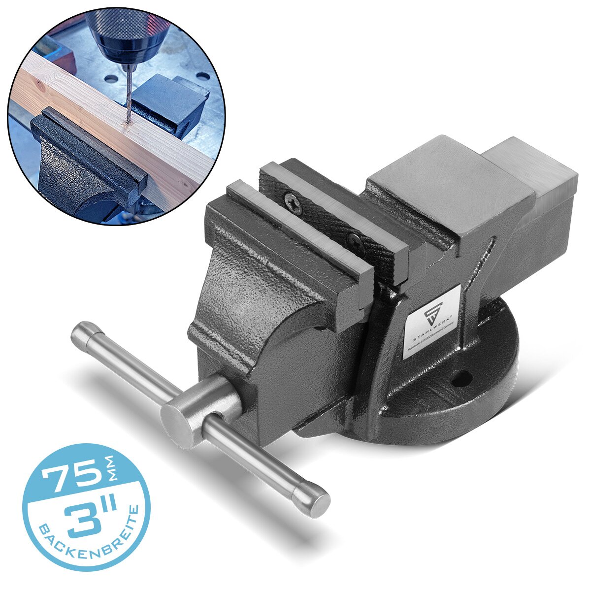 STAHLWERK vice 75 mm machine vice parallel vice anvil, 34,99