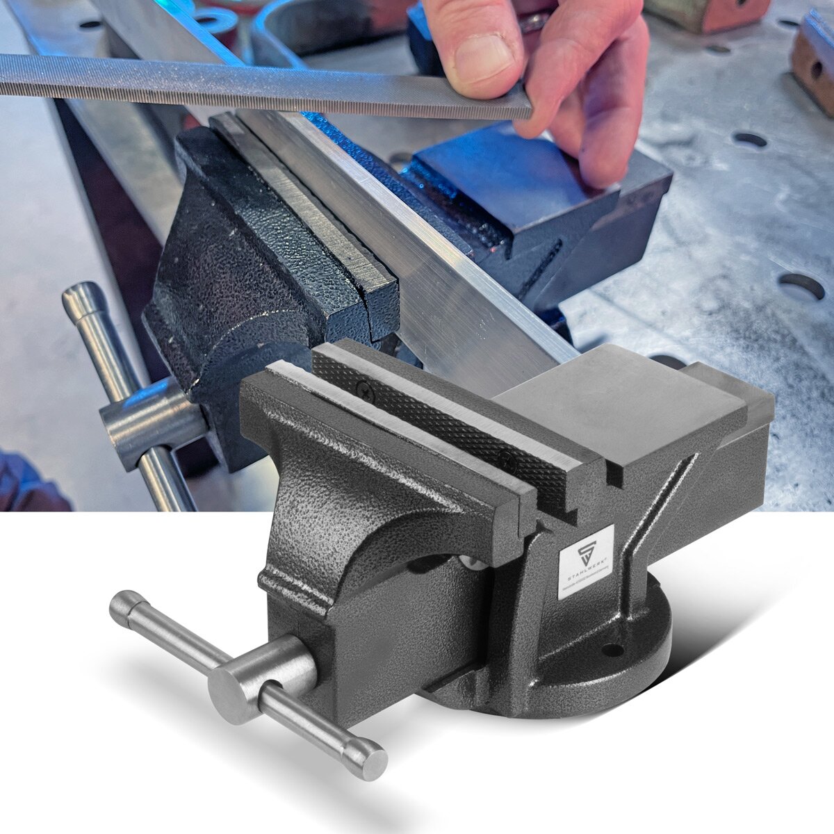STAHLWERK vice 150 mm machine vice parallel vice anvil, 49,99