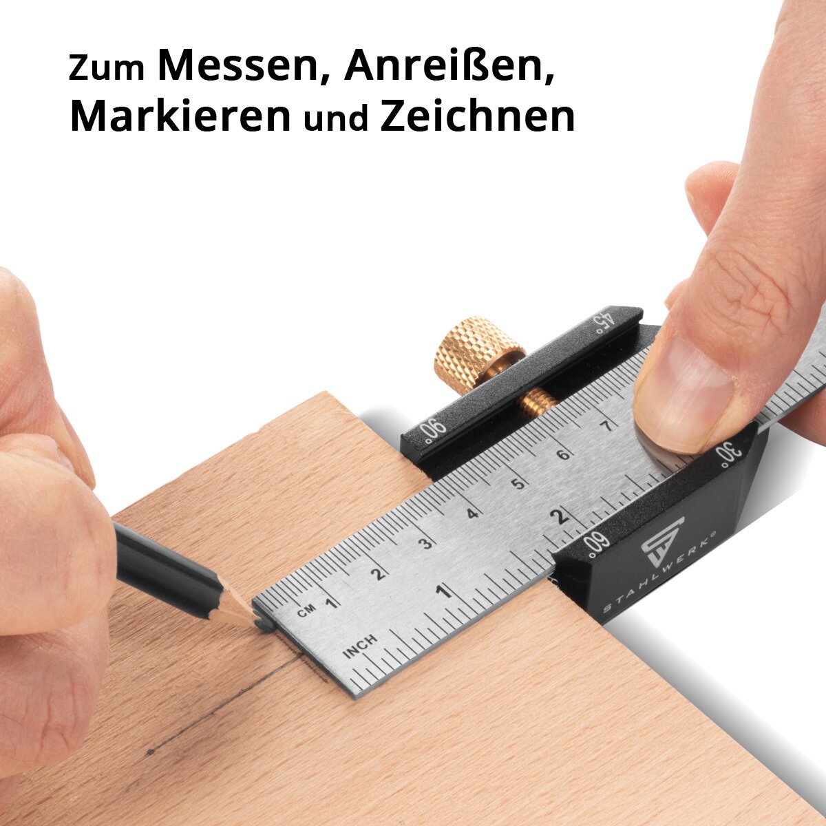 STAHLWERK Winkel Anschlaglineal Markierungslehre Markierungslineal Str ...