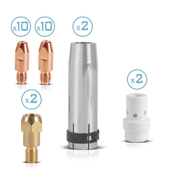 STAHLWERK MIG MAG Verschleißteile Set 26tlg AK36 MB36 Schweißbrennerzu ...