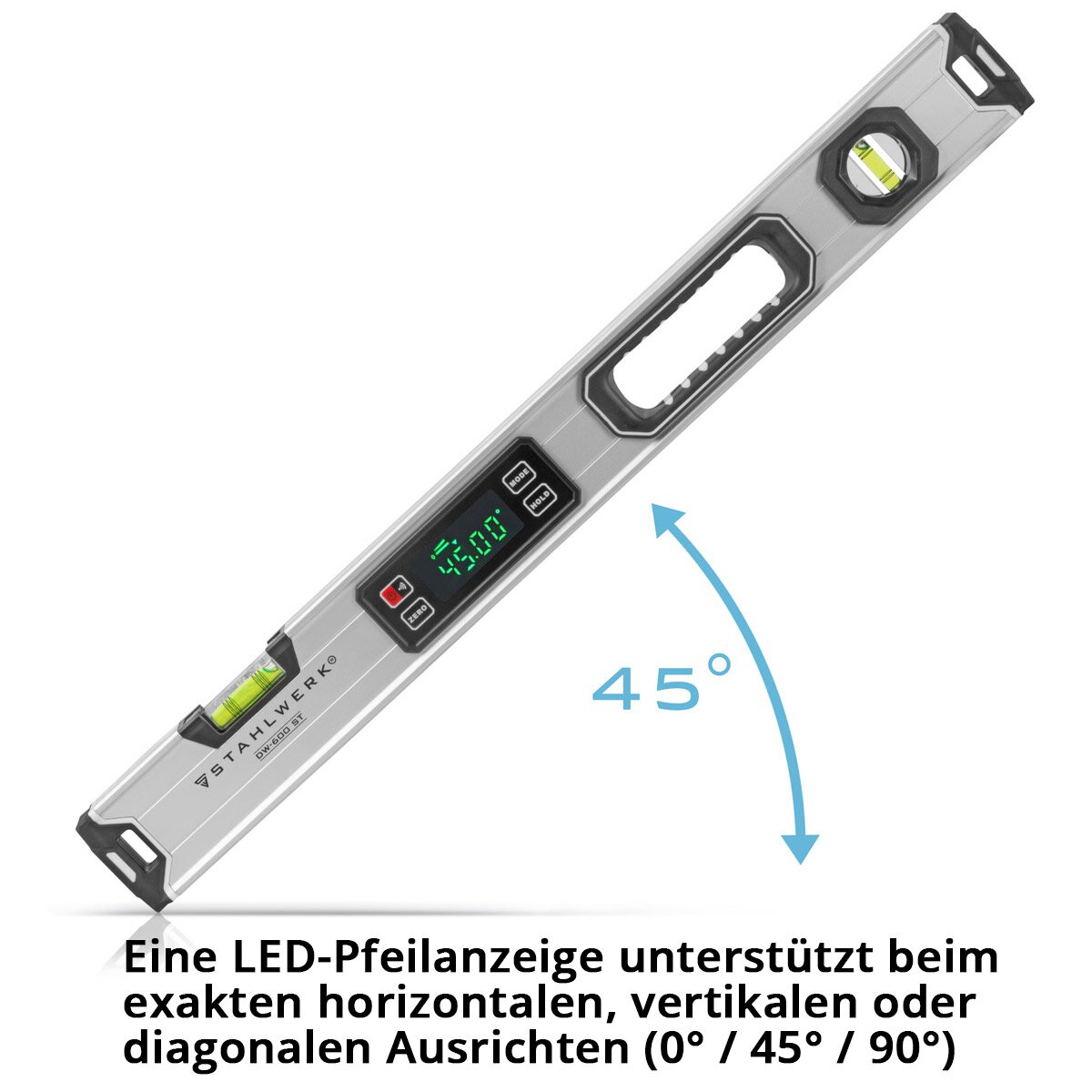 STAHLWERK Digitalt vattenpass 600 mm Vattenpass i aluminium Magnetisk ...