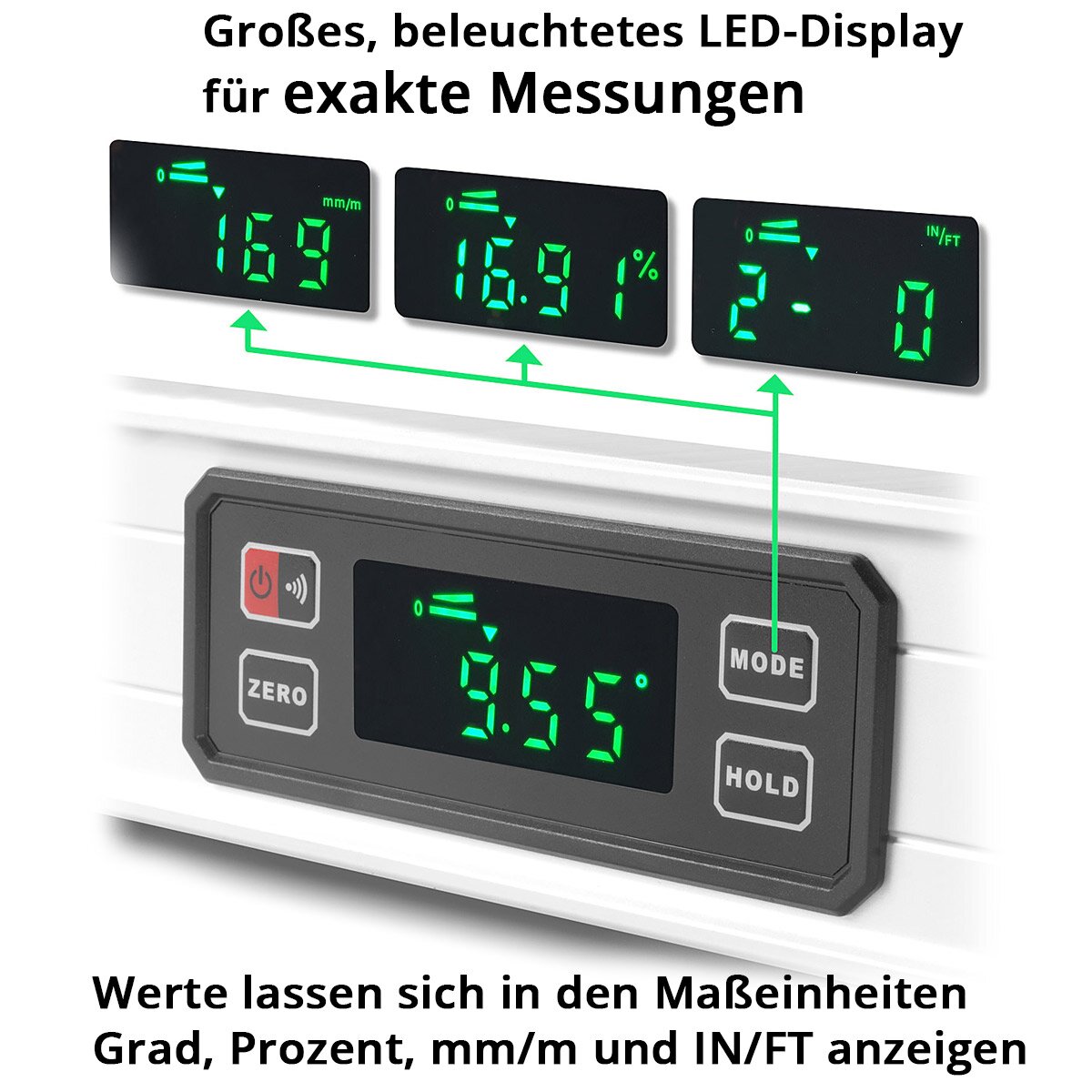 STAHLWERK Digitalt vattenpass 800 mm Vattenpass i aluminium Magnetisk ...