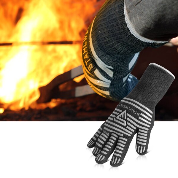 STAHLWERK Hitzebeständige Handschuhe 800°C EN 407:2004 Hitzeschutzhand ...
