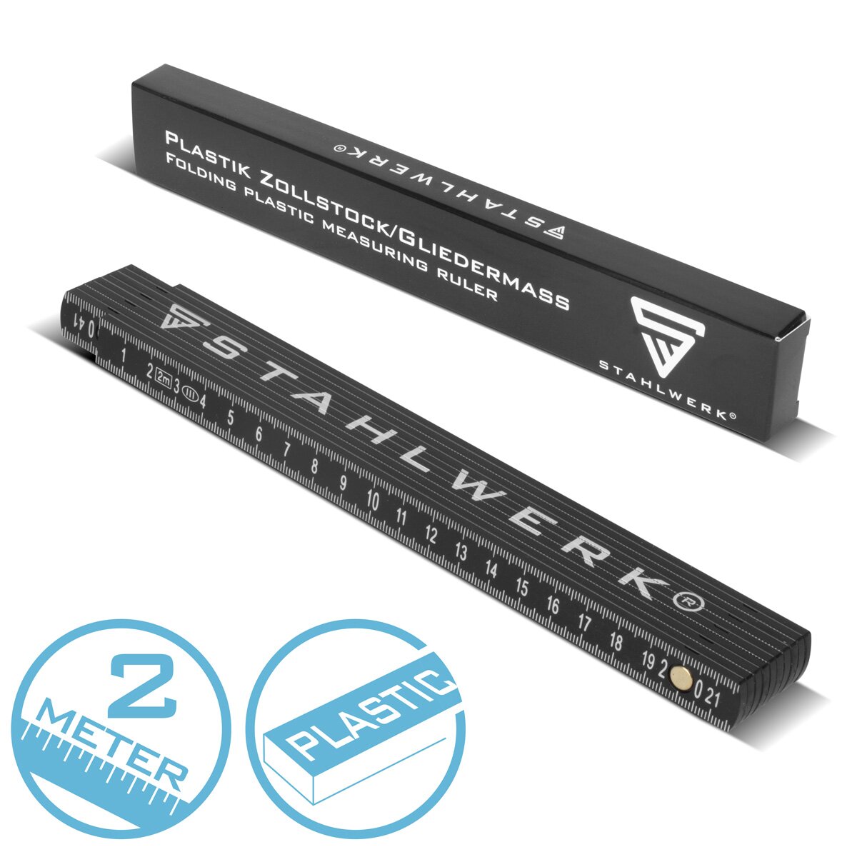 Mètre pliant STAHLWERK 2 mètres en plastique Mètre pliant Mètre pliant ...