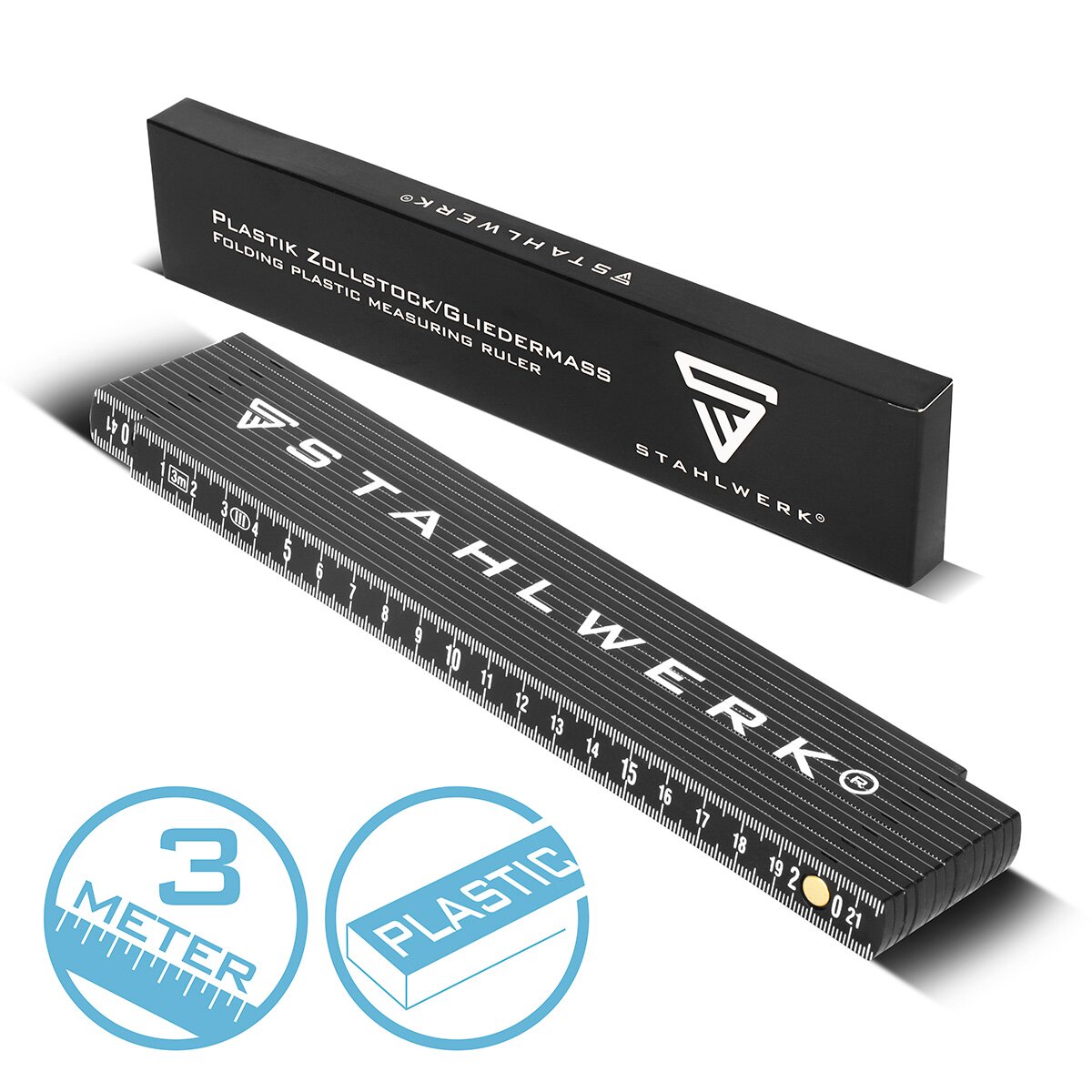 Mètre pliant STAHLWERK 3 mètres en plastique Mètre pliant Mètre pliant ...