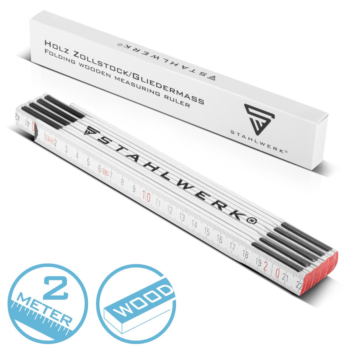 STAHLWERK regla plegable 2 metros regla plegable de madera regla metro ...