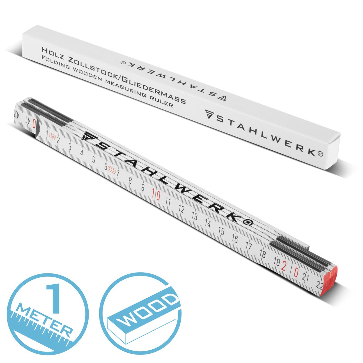 STAHLWERK regla plegable 1 metro regla plegable de madera regla de met ...