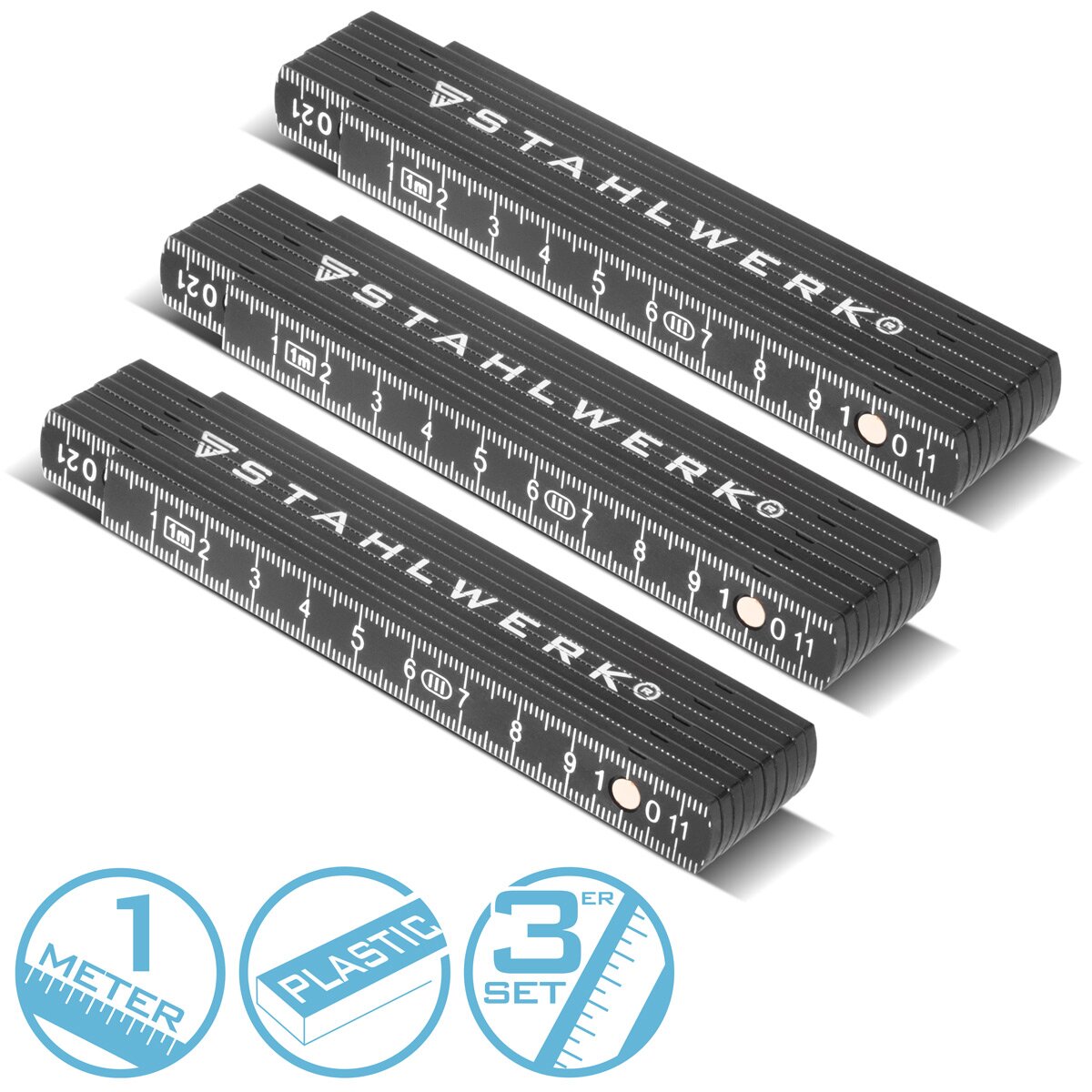 STAHLWERK regla plegable juego de 3 regla plegable de plástico de 1 me ...