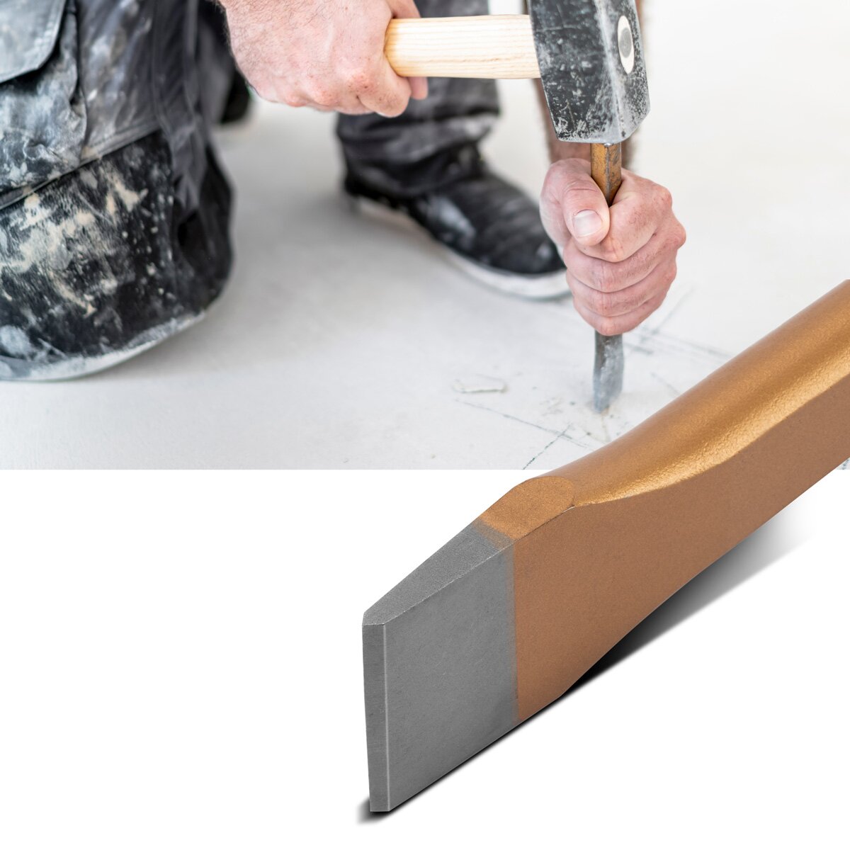 STAHLWERK flat chisel set of 4 gold 175 200 250 300 mm hand chisel Chi ...