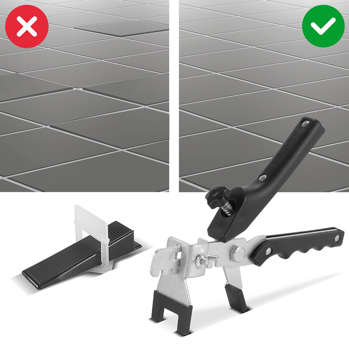 STAHLWERK Tile leveling set 301 parts Set of pull tabs, wedges, pliers ...