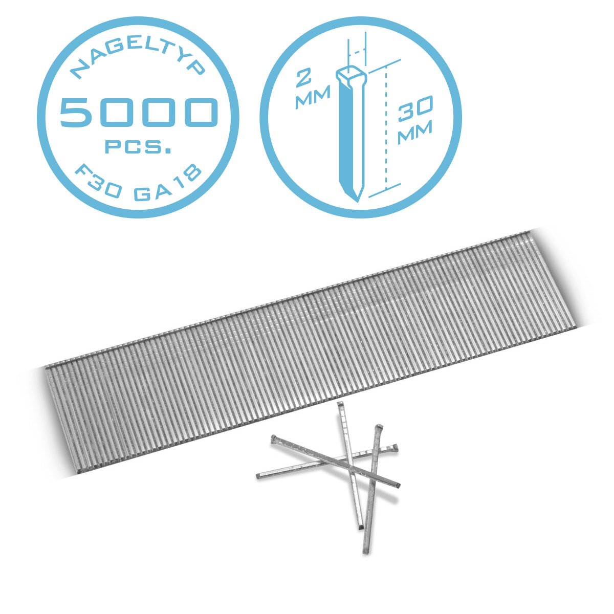 STAHLWERK Clavos de Aire Comprimido 30 mm 5000 Set Calibre 18 Clavos e ...