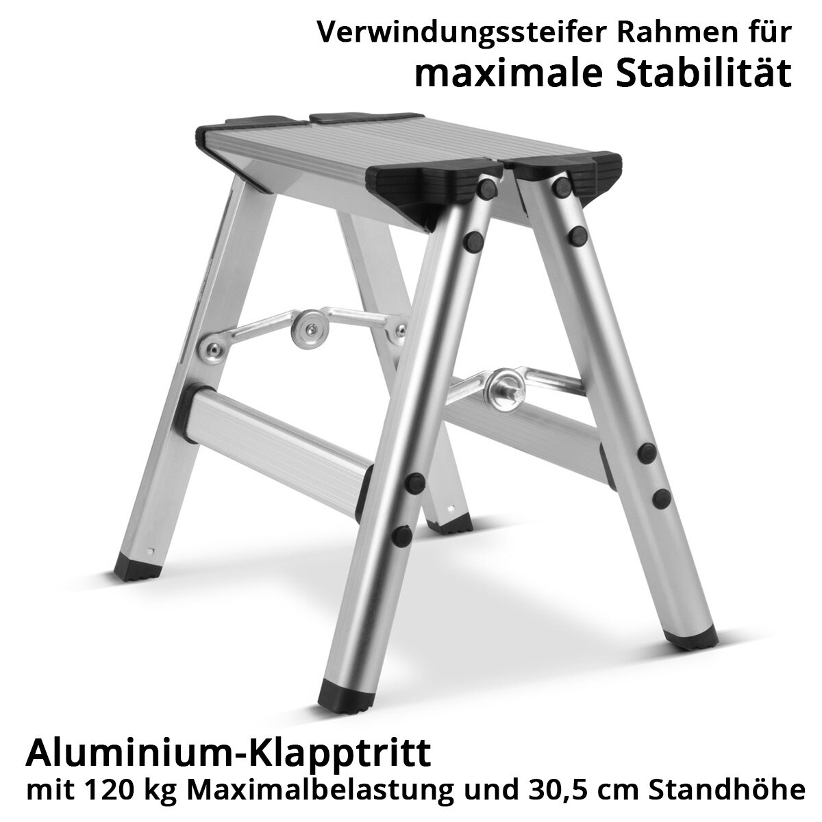 STAHLWERK Klapptritt 120 kg Tragkraft Alu Trittleiter Tritthocker Klap ...