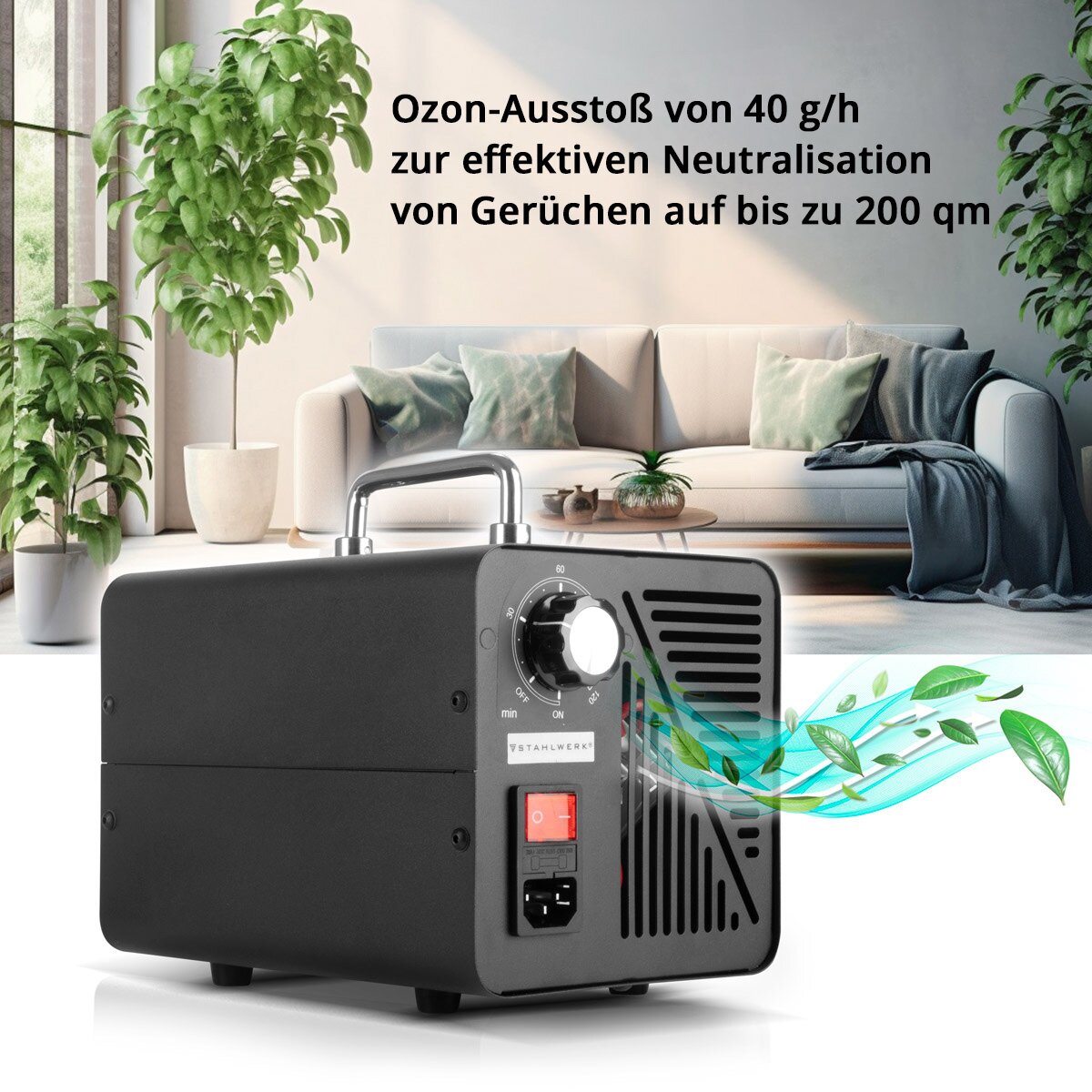 STAHLWERK Ozongenerator 40 g/h 200 qm Ozonisator Ozongerät Ozon Luftre, 99,99