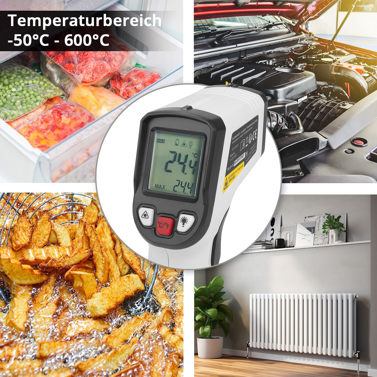 STAHLWERK Infrared Laser Thermometer -50C° - 600°C Pyrometer Temperatu ...
