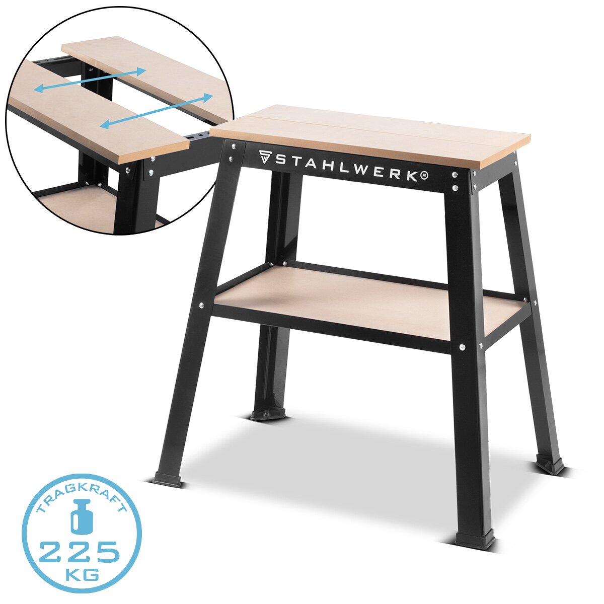 STAHLWERK Support de machine universel 225 kg Table de machine Support ...