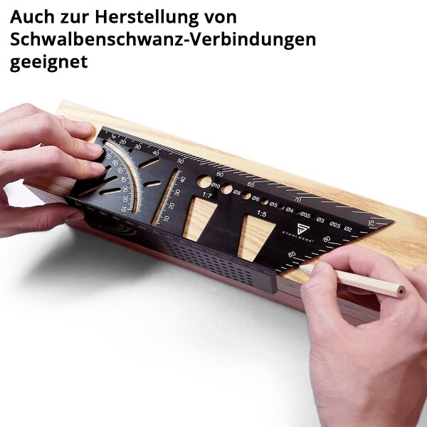 STAHLWERK Gehrungswinkel Lineal 3D Winkel Aluminium Zimmermannswinkel ...