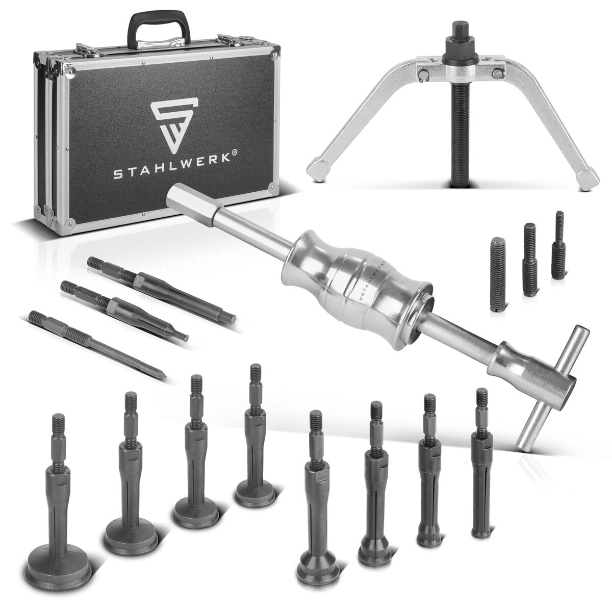 STAHLWERK Lagerabzieher Set 14-tlg Abzieher Satz für Innen- und Außenl ...