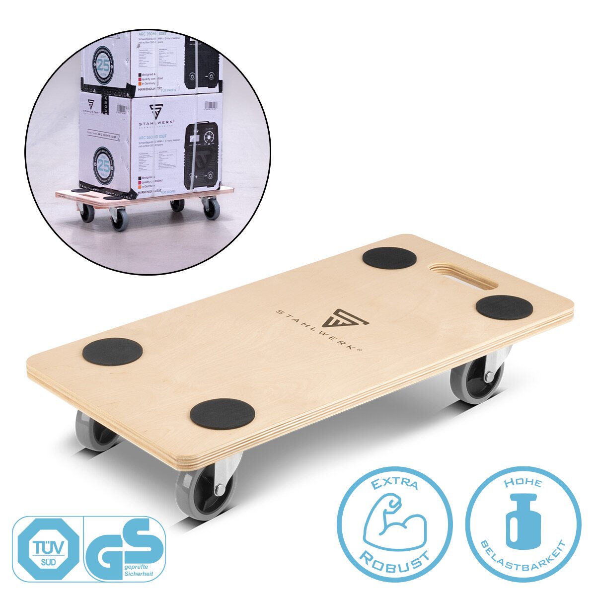 STAHLWERK trolley up to 250 kg 58x29 cm Transport trolley Rolling boar ...