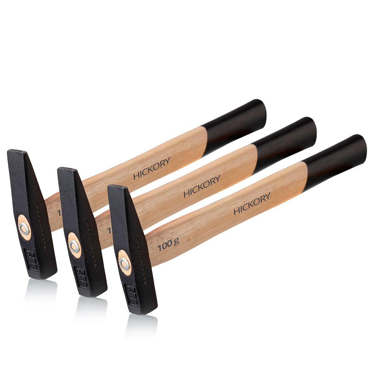 STAHLWERK 3 x hammer locksmith's hammer 100g robust steel head, hickor ...