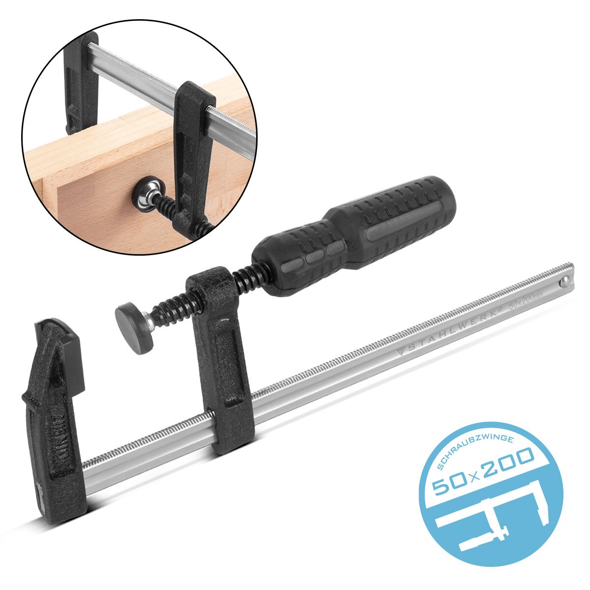 STAHLWERK 3 x screw clamp 50x200 mm clamp stable F-clamp, 12,99