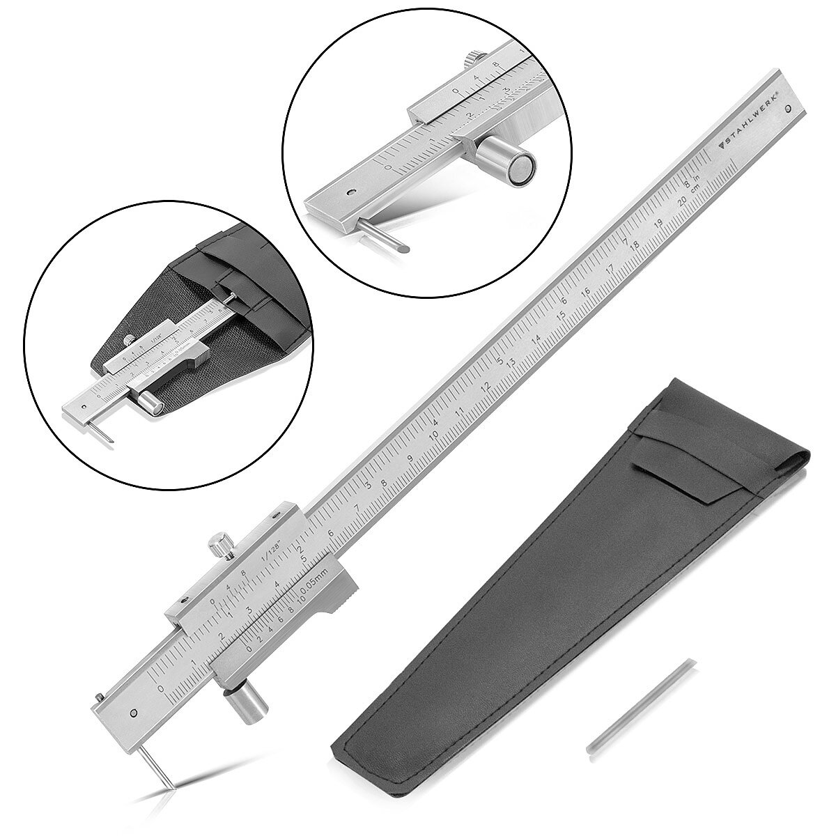 STAHLWERK Messwerkzeugset 6tlg. 2 Messschieber Mikrometer Lineal Dreie ...