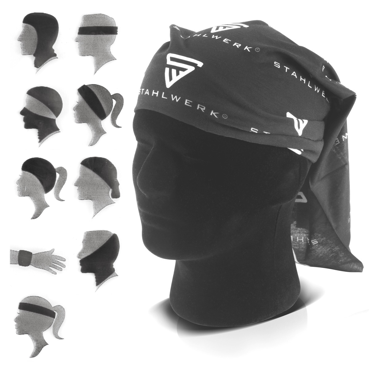 STAHLWERK Bandana 5er Set Kopftuch Halstuch Schlauchschal Multifunktio ...